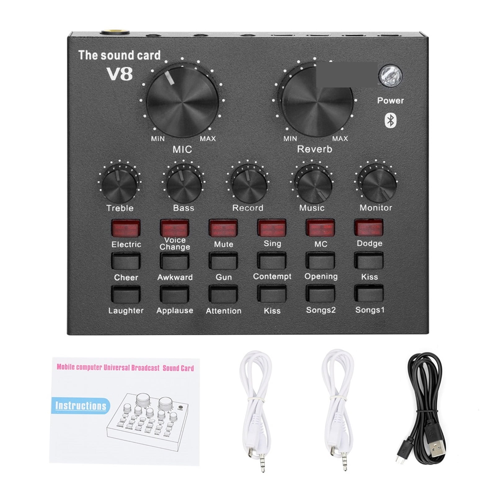 Microphone Studio V8 Sound Card Phantom Power Kits Bm800 Condenser ...