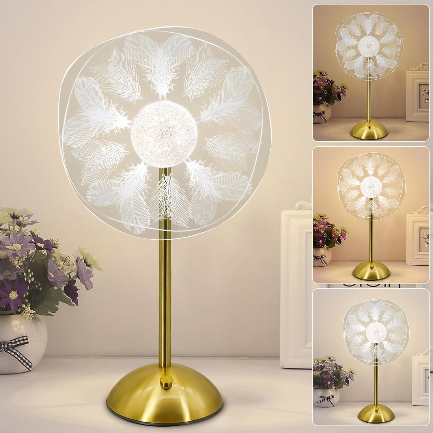 Microphone Table Lamp - 3 Colors, Small Touch Lamp, Stepless Dimming ...