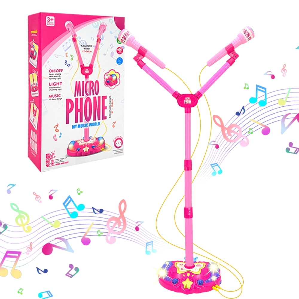 Microphone Toys for Girls 4-7,Microphone with Lights and Stand Birthday ...