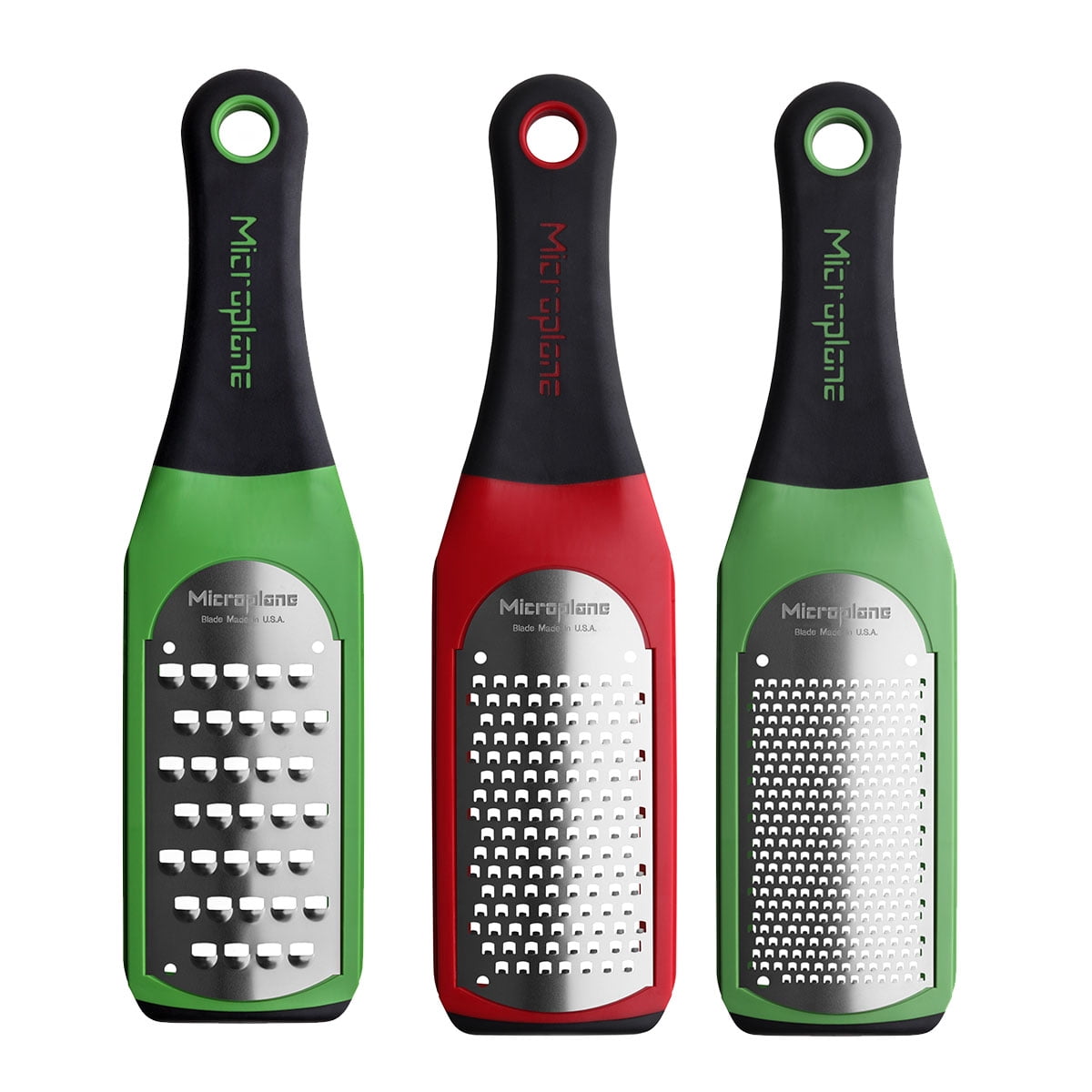 Microplane Artisan Series 3-Piece Grater Set, Red/Green, Fine to Extra ...