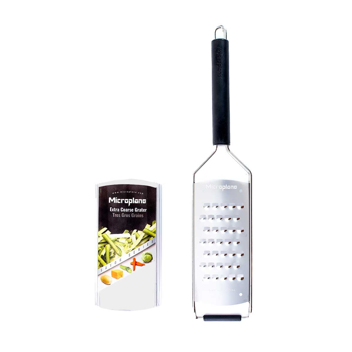 Microplane Savor Series Extra Coarse Cheese Grater - Ergonomic Black ...