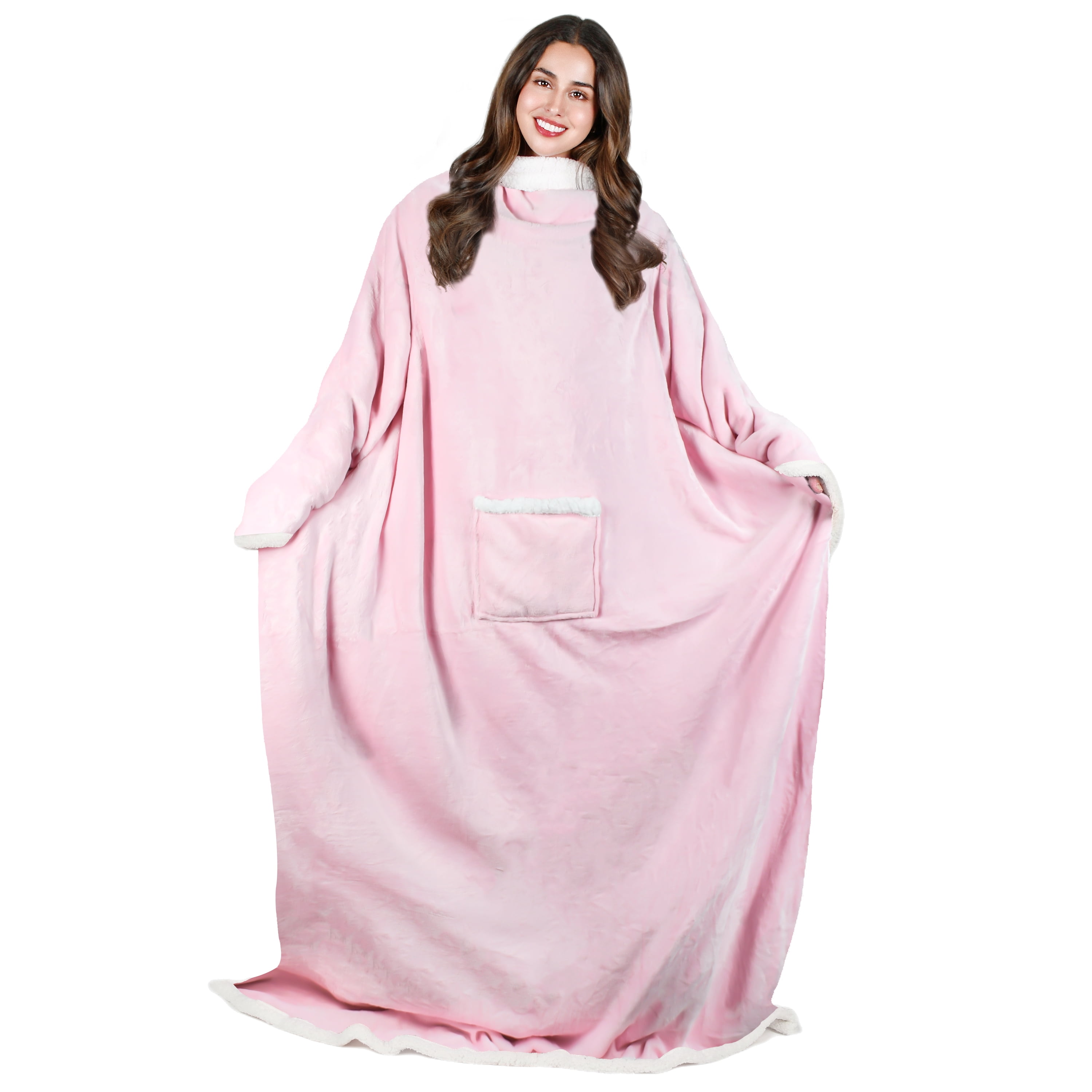 Terrania Oversized Cozy Wrap, Microplush Sherpa Wearable Plaid Blanket ...