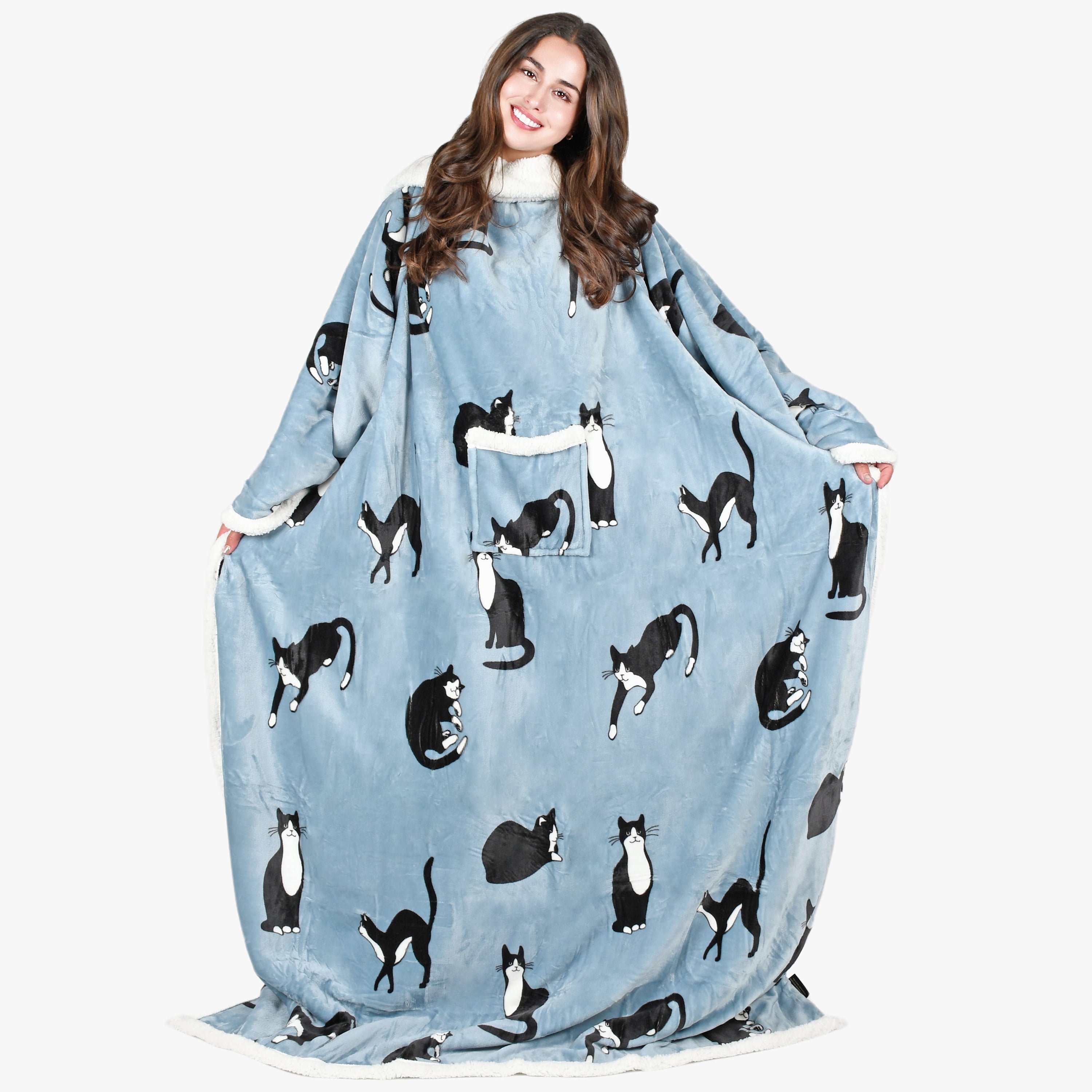 Microplush Sherpa Blanket with Sleeves for Women and Men - Walmart.com