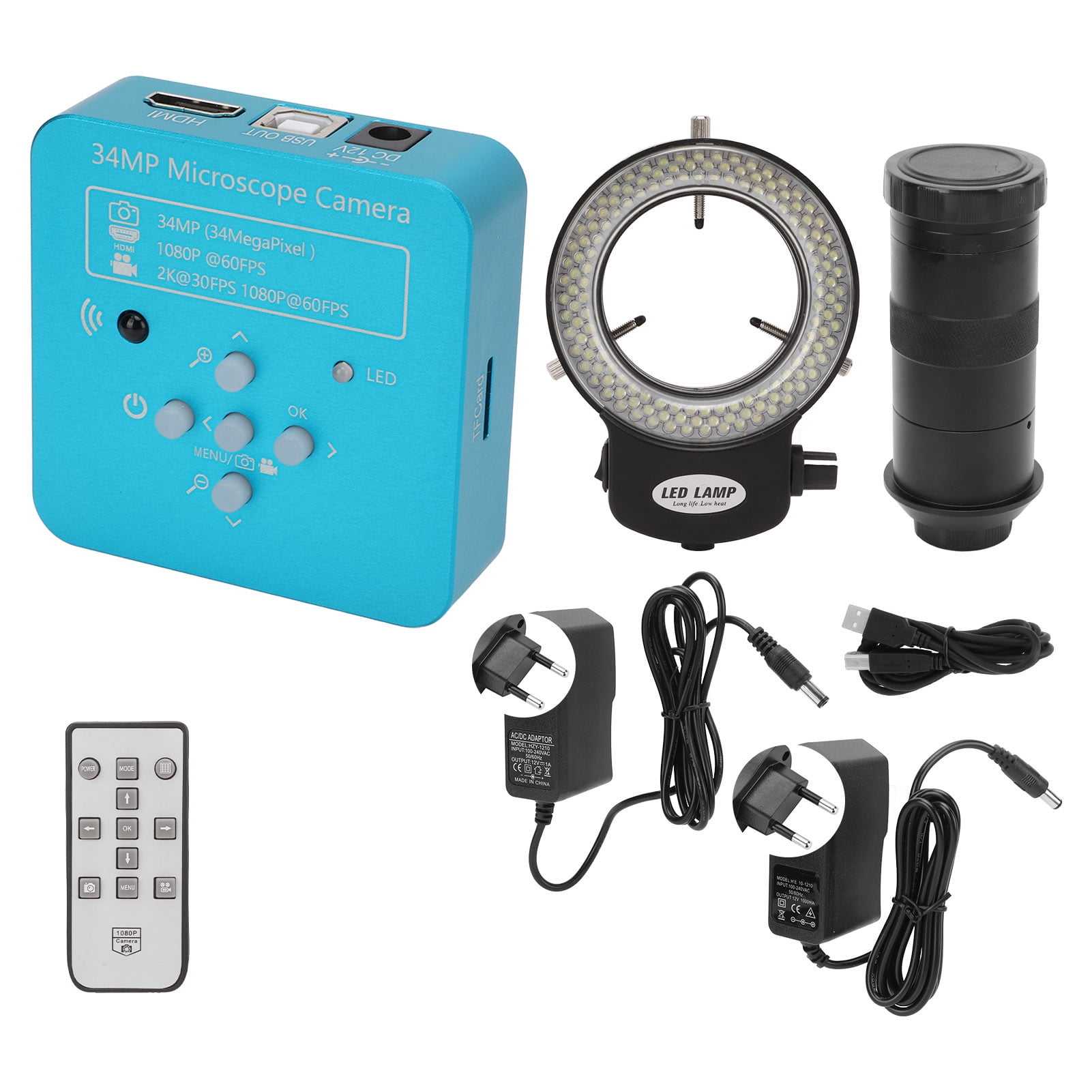 Microscope Camera 60FPS USB 34 Million PX 10?130X Magnification with ...