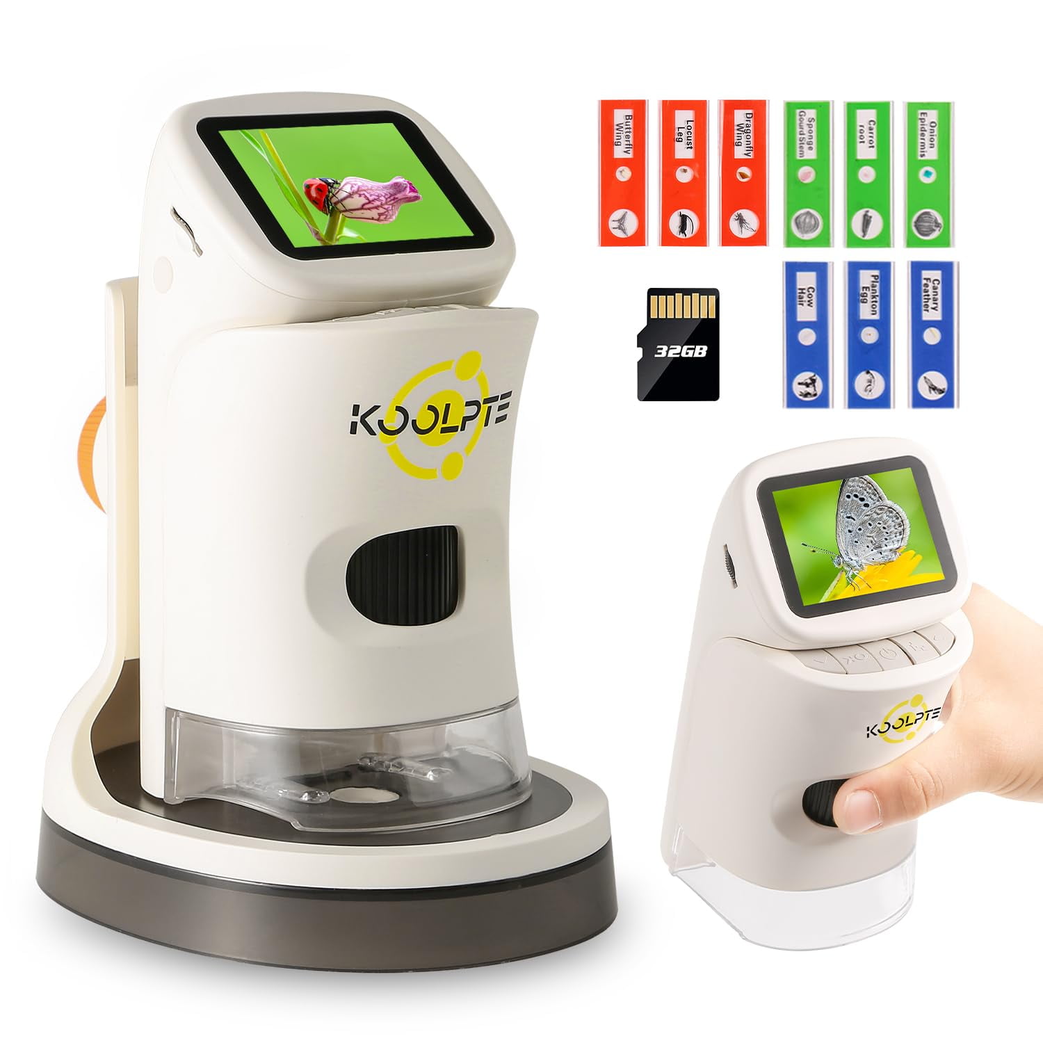 Microscope for Kids, 1000X HD Pocket Kids Microscope, LCD Screen Mini ...