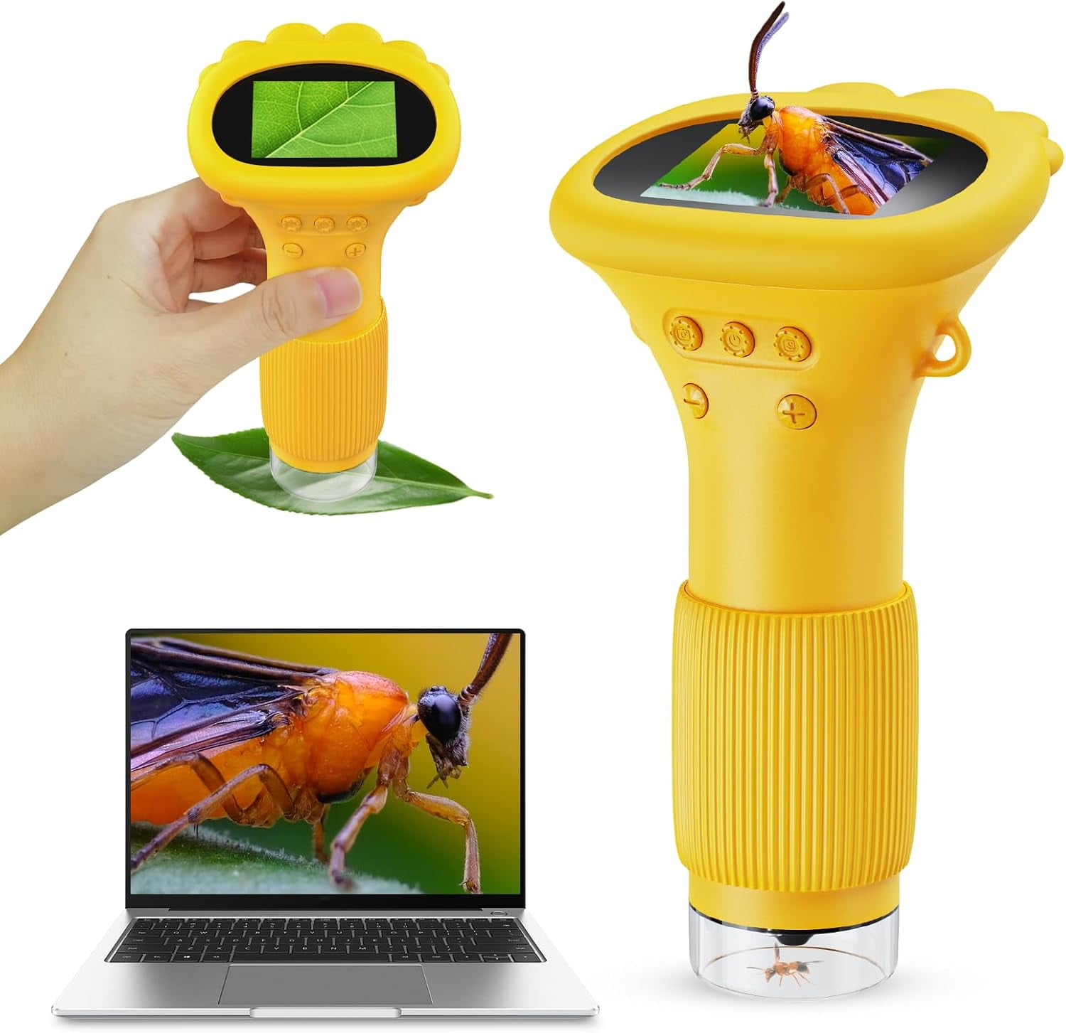 Microscope for Kids, 2" IPS Screen 1000X Handheld Digital Microscopes ...