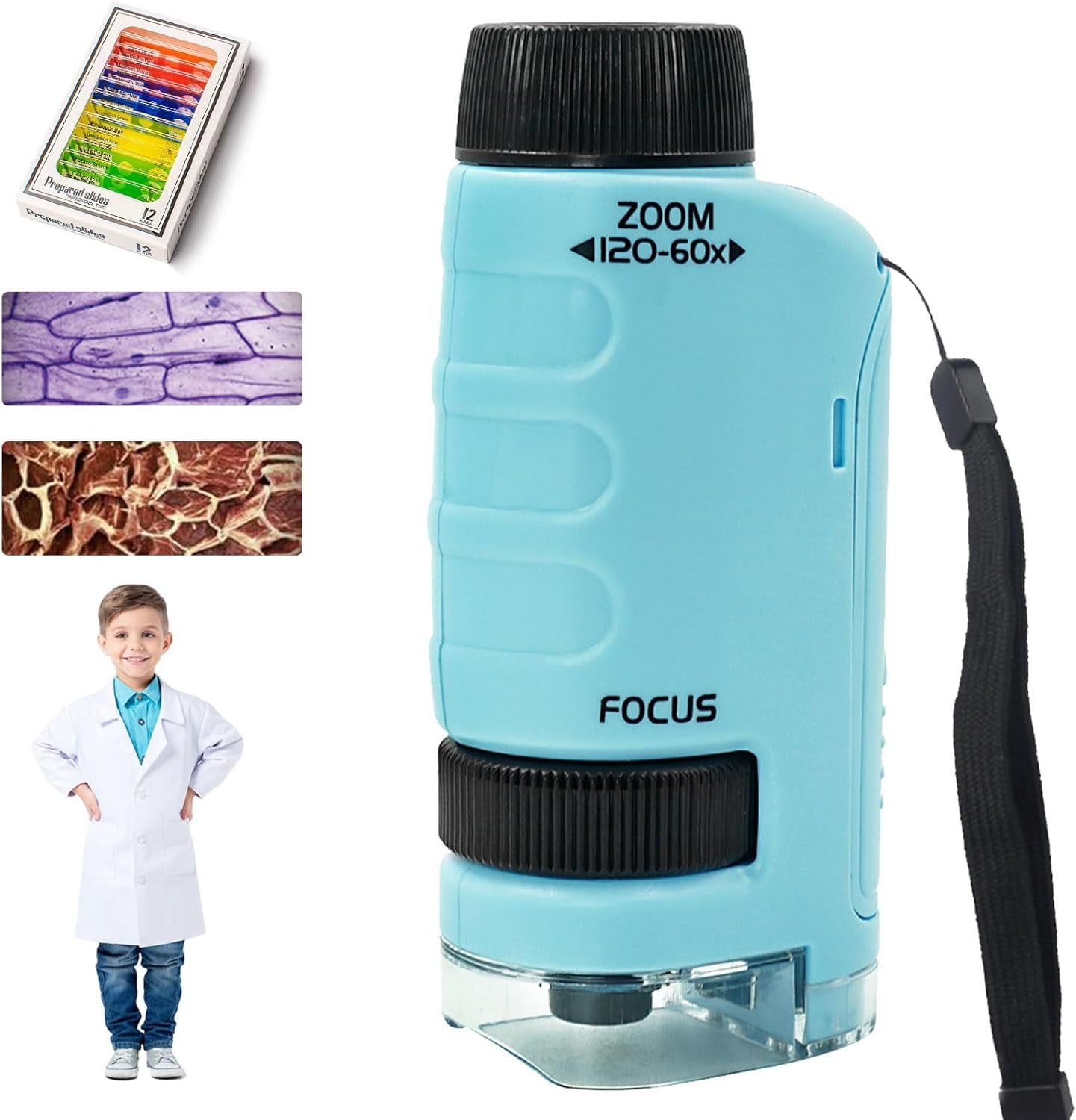 Microscope for Kids, Pocket Microscope for Minilabsters with 12 ...