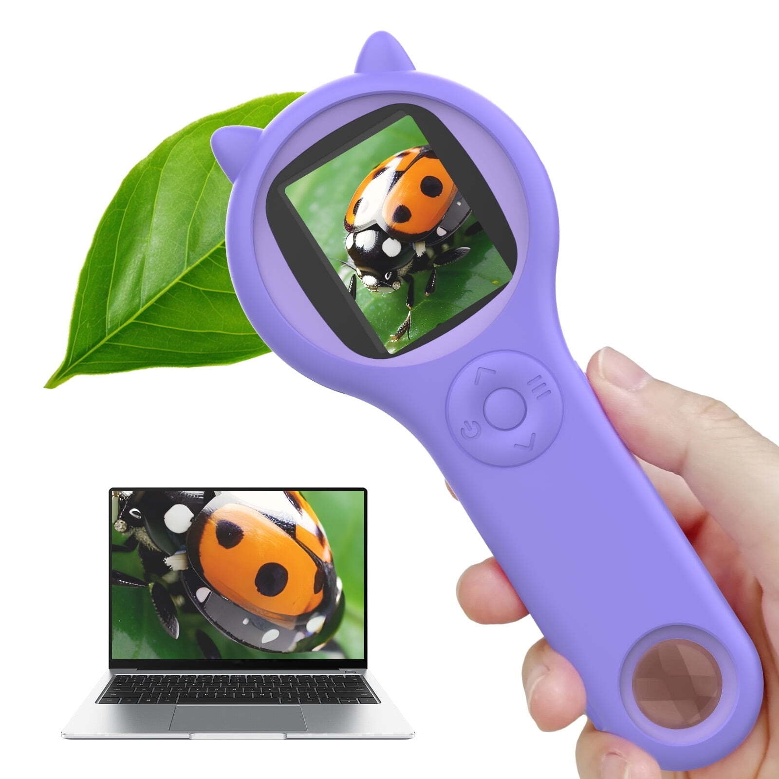 Microscope for Kids, Portable Handheld Magnifying Glass, Mini Digital Microscope Educational ...