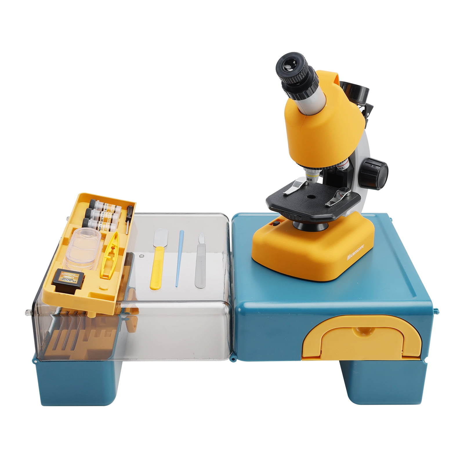 Microscope Kits Toy 100X-1200X Foldable Table Portable Box Slides LED ...