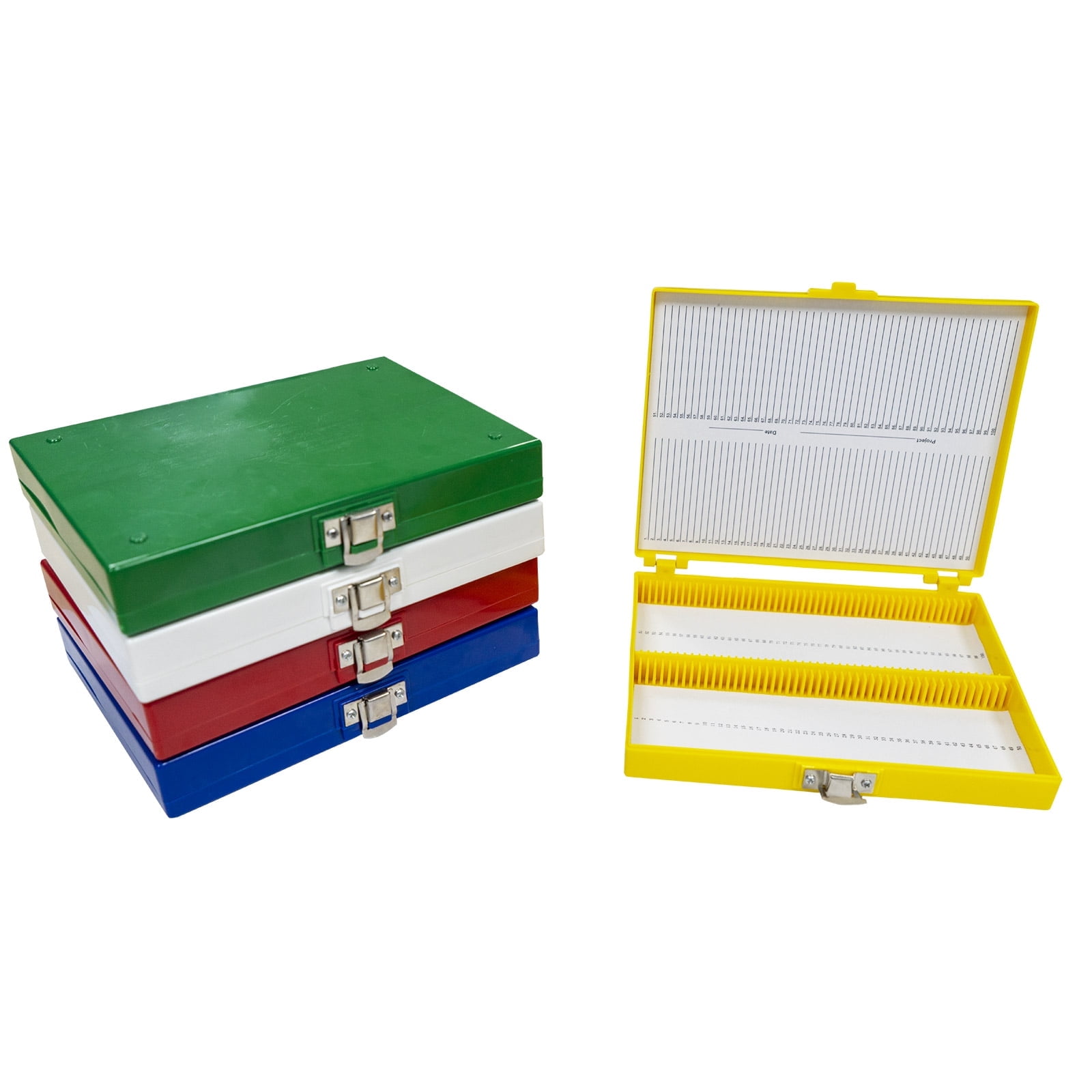 Microscope Slide Storage Box, 100-Place Plastic Microscope Slide Holder ...