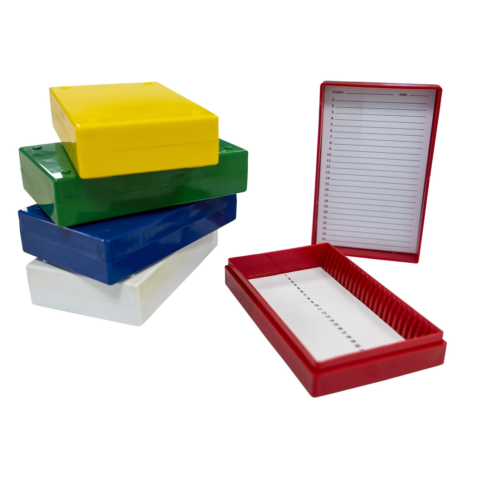 Microscope Slide Storage Box, 25-Place Plastic Microscope Slide Holder ...