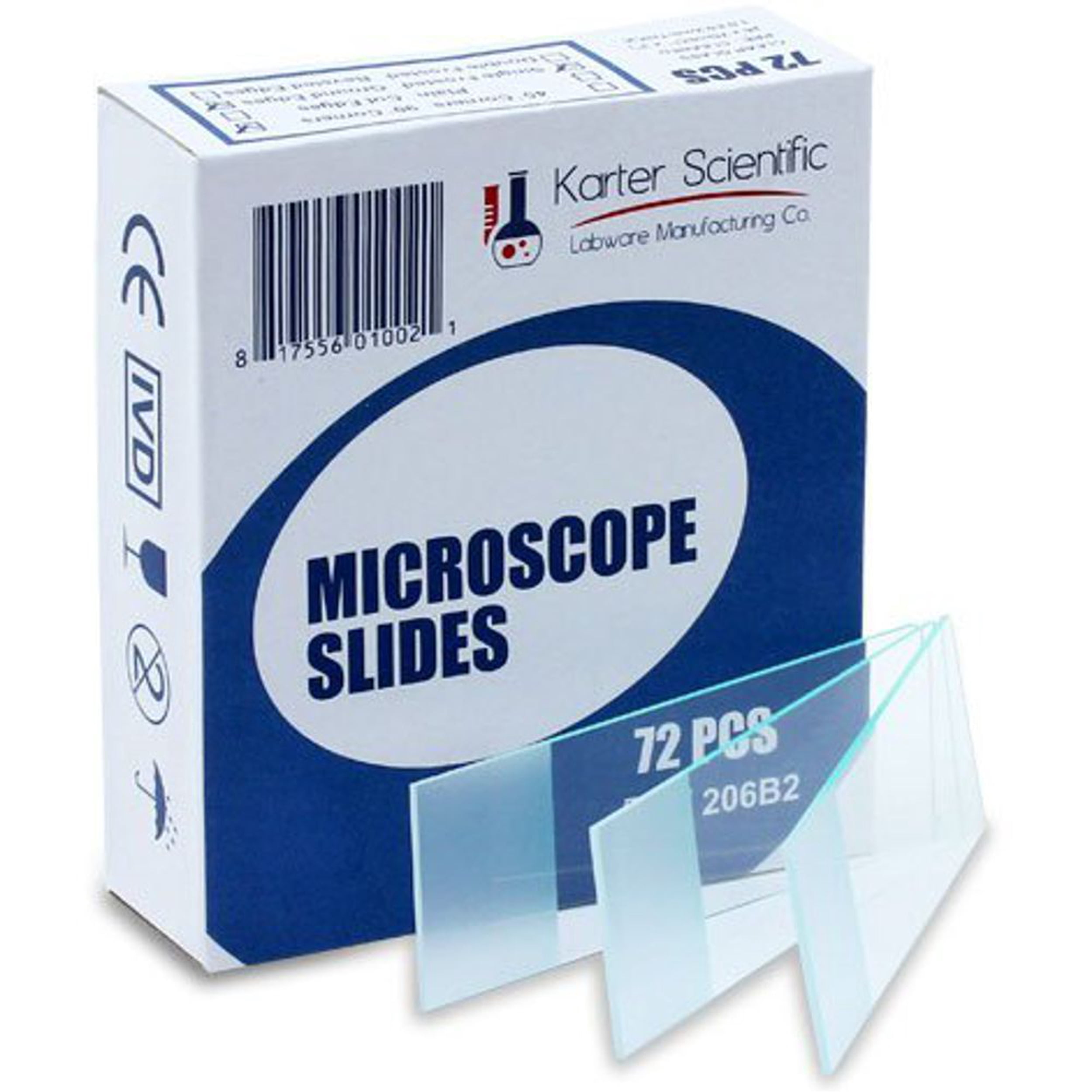 Microscope Slides, Ground Edges, Frosted, 90 Corners, 3x1, Karter ...