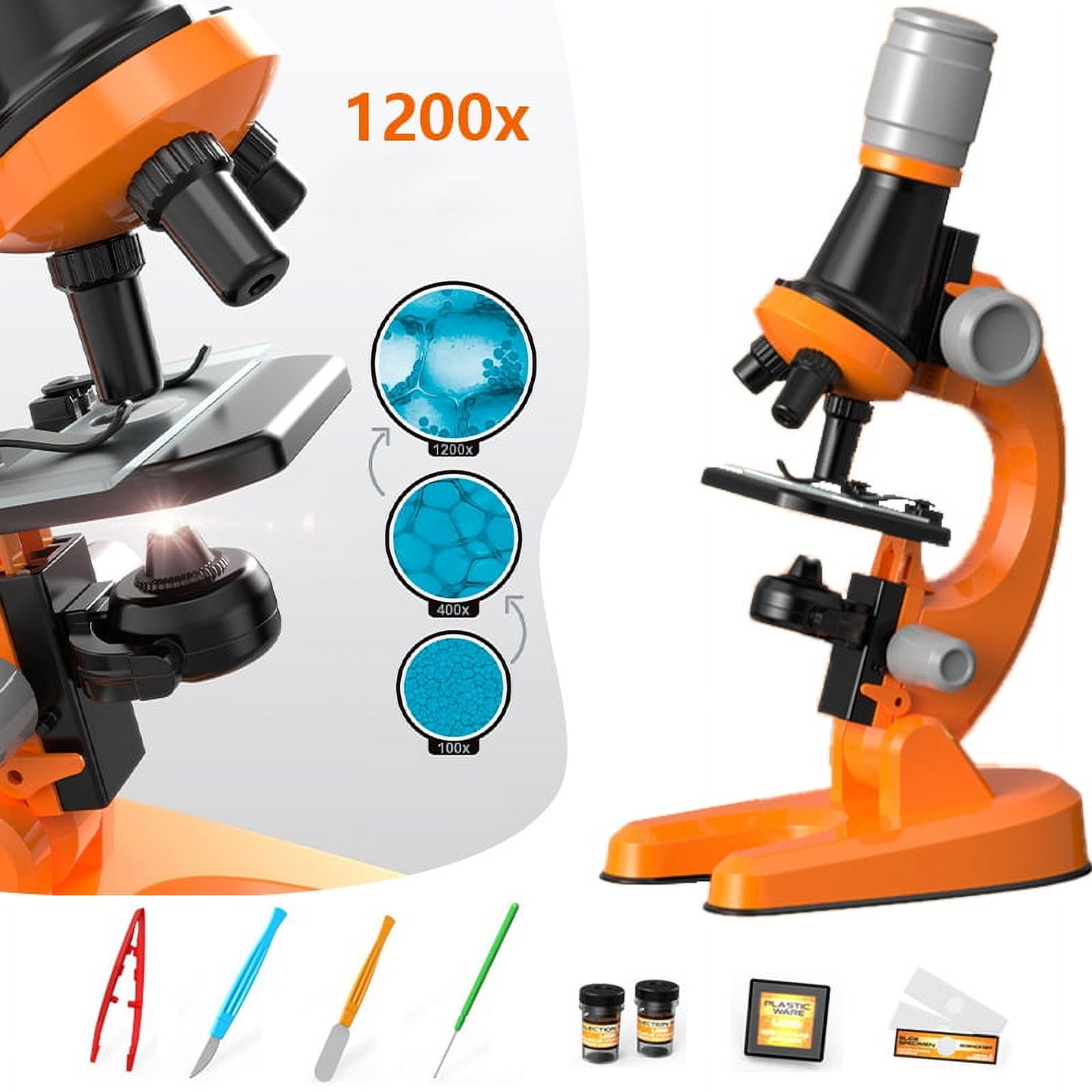 Microscope for Kids, 100X 400X 1200X Science Educational Toys with ...