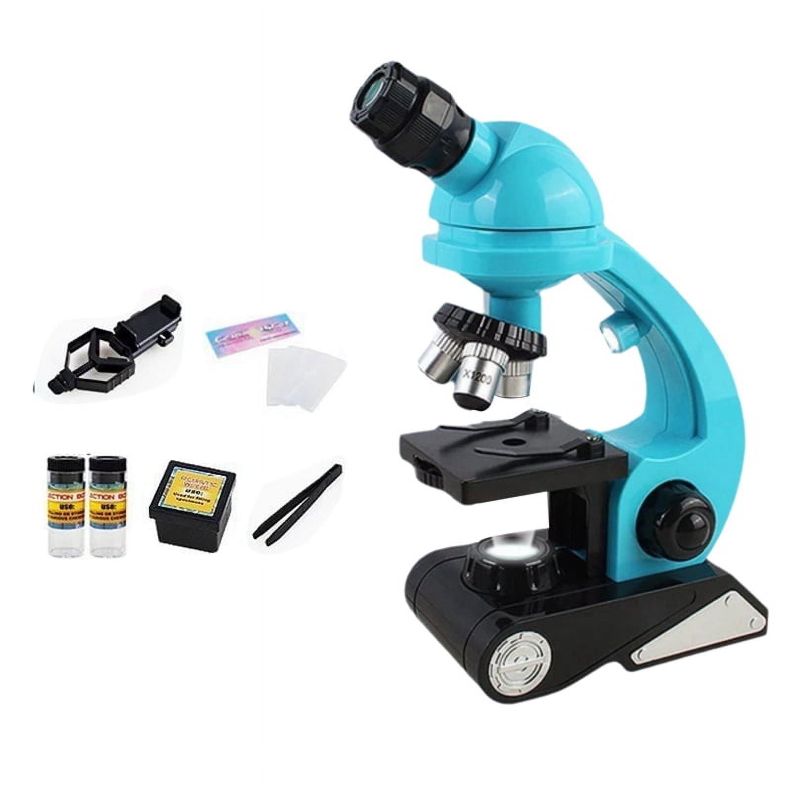 Microscope for Kids, 1200x Kids Microscope Kit, Double LED Light with ...