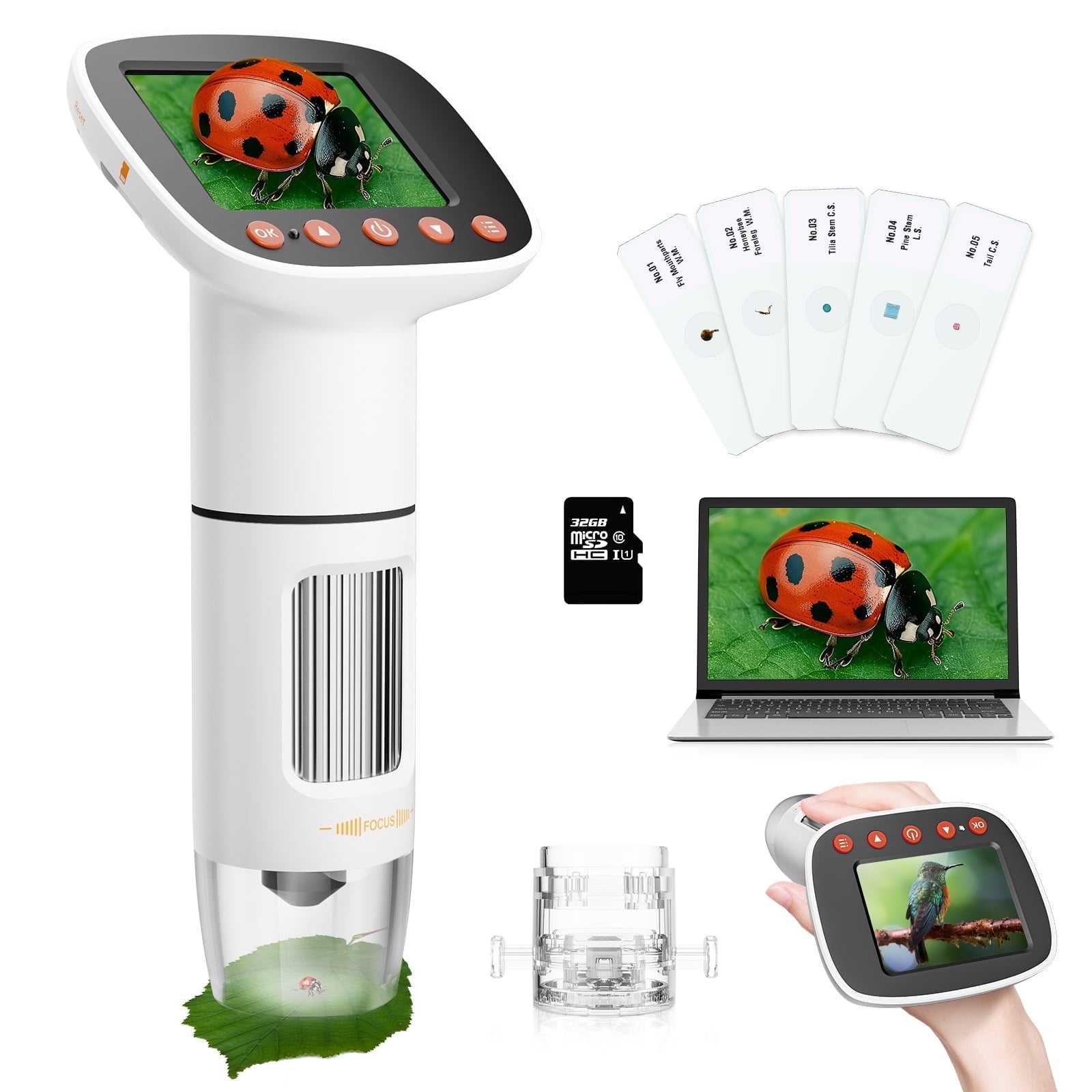 Microscope with screen-Portable Microscope with 2" IPS Screen, 1000X ...