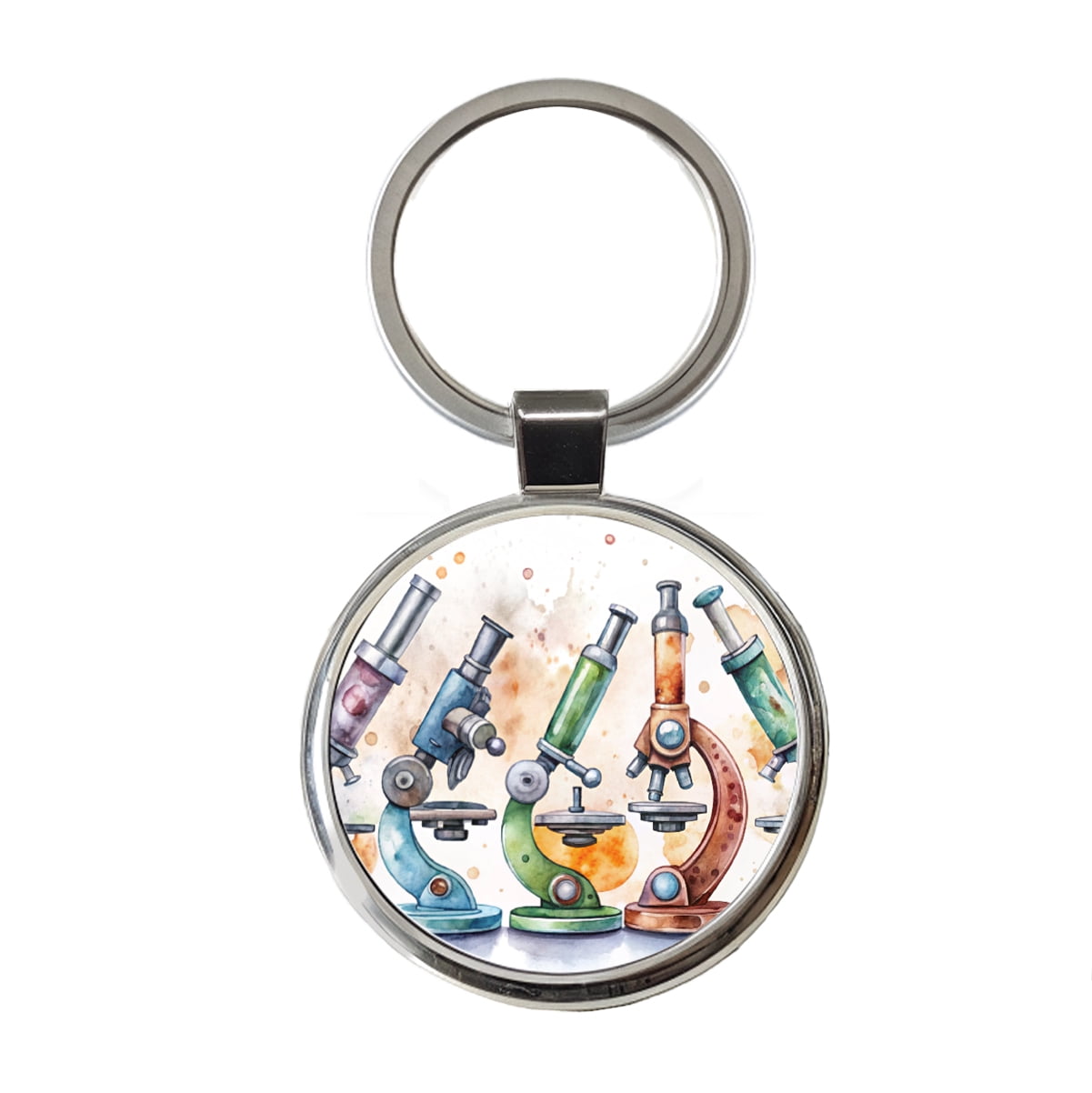 Microscopes Science Scientist Lab Biology Teacher Metal Round Keychain ...