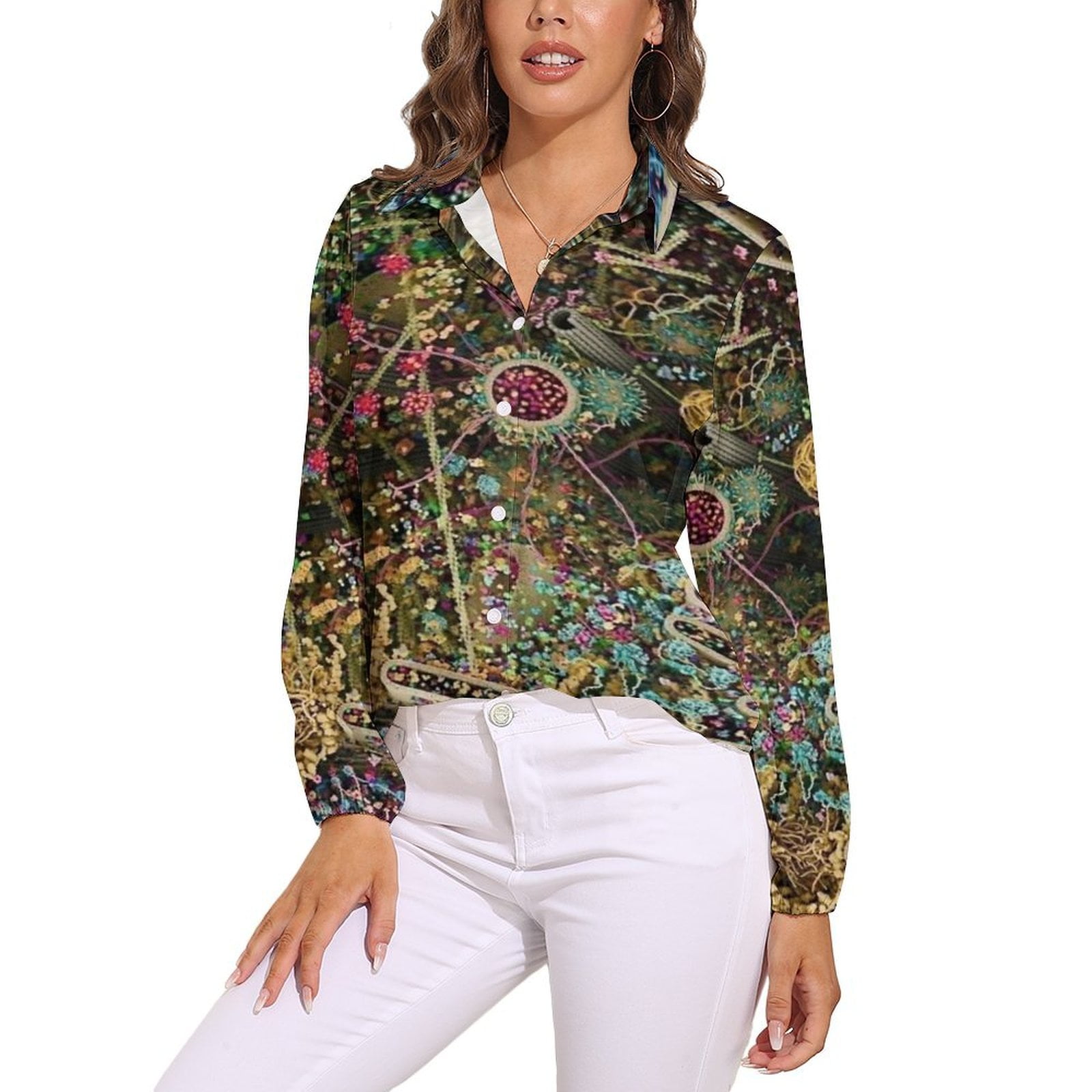 Microscopic Organisms Cell Structure Cell Long Sleeve Blouse Woman ...
