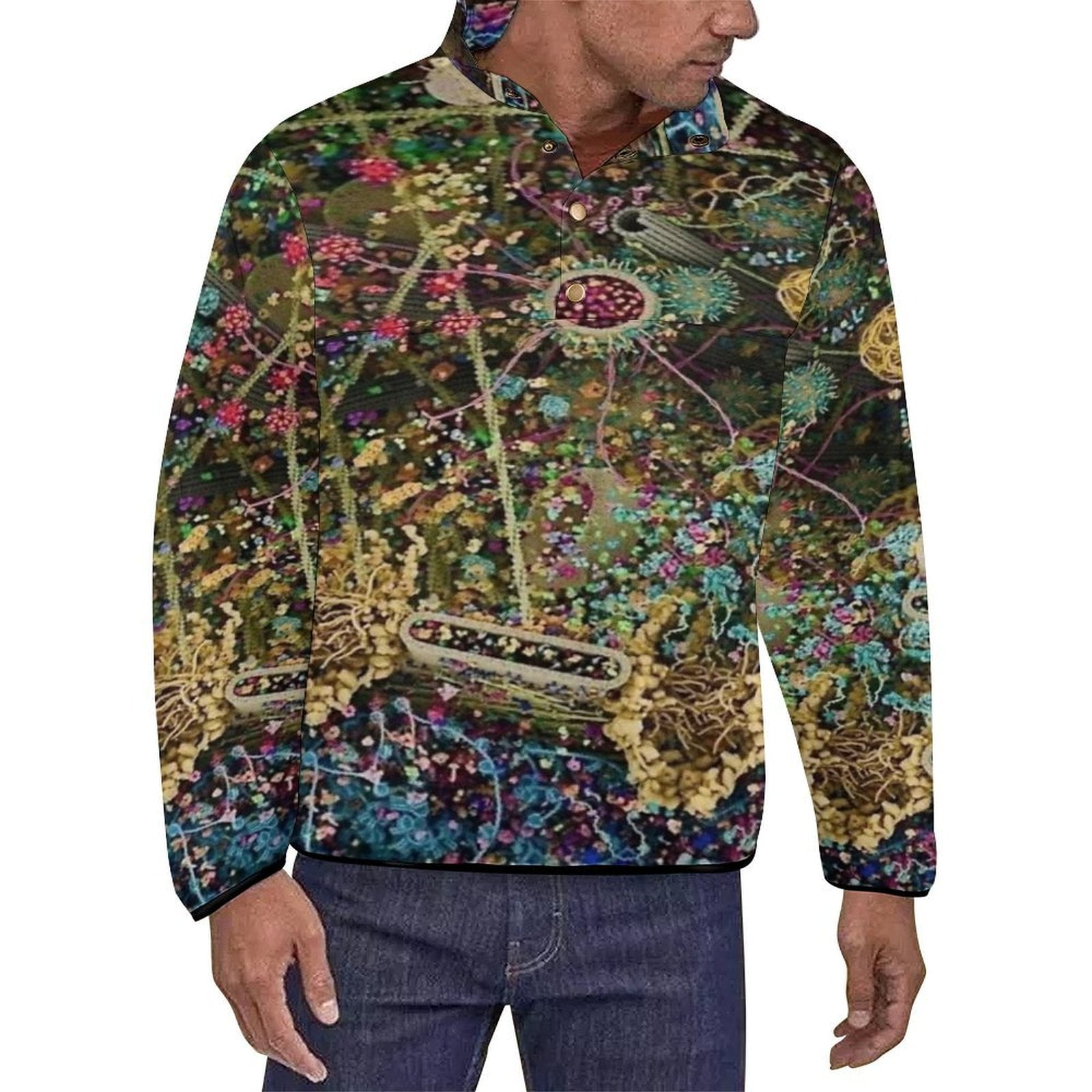 Microscopic Organisms Cell Structure Cell Men's Stand Collar Sweater ...