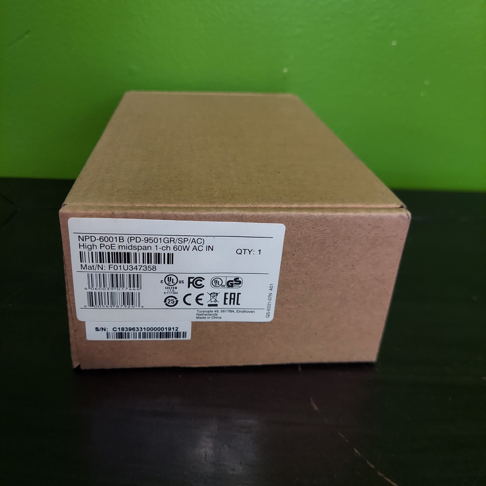 Microsemi model: PD-9501 GR/SP/AC Power over Ethernet DC injector 60W ...