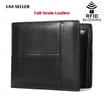DEFNES Genuine Leather Bifold Wallet for Men with Zippered Security ...