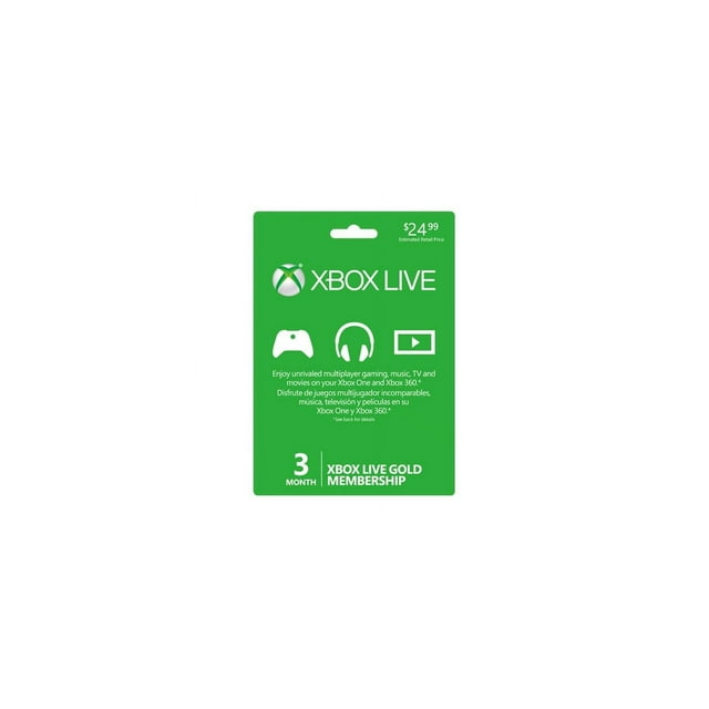 Microsoft Xbox Live Gold 3-Month Membership Card for Multiplayer Access ...