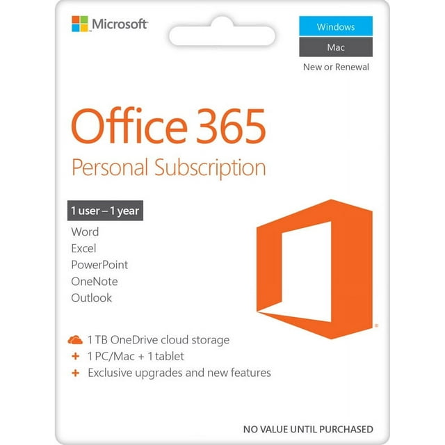 Microsoft Office 365 Personal | 1-year subscription, 1 user - Walmart.com