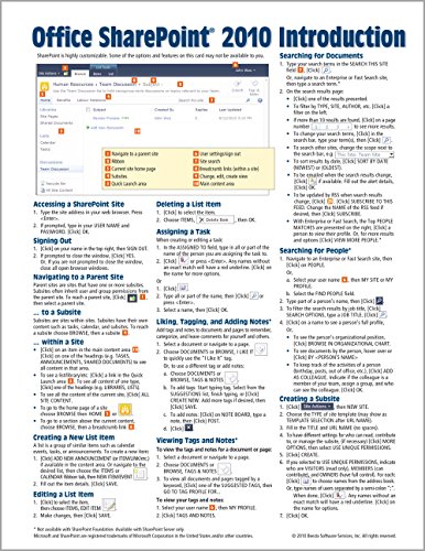Pre-Owned Microsoft SharePoint 2010 Quick Reference Guide: Introduction (Cheat Sheet of ...