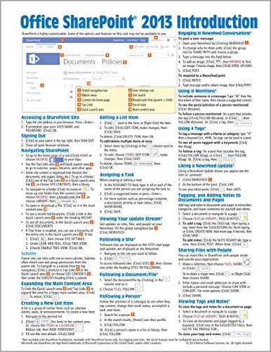 Pre-Owned Microsoft SharePoint 2013 Quick Reference Guide: Introduction (Cheat Sheet of ...