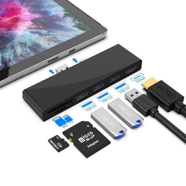 Microsoft Surface Pro 4/Pro 5/ Pro 6 Dock, Read SD/Micro SD Card, USB Hub with 4K HDMI ...