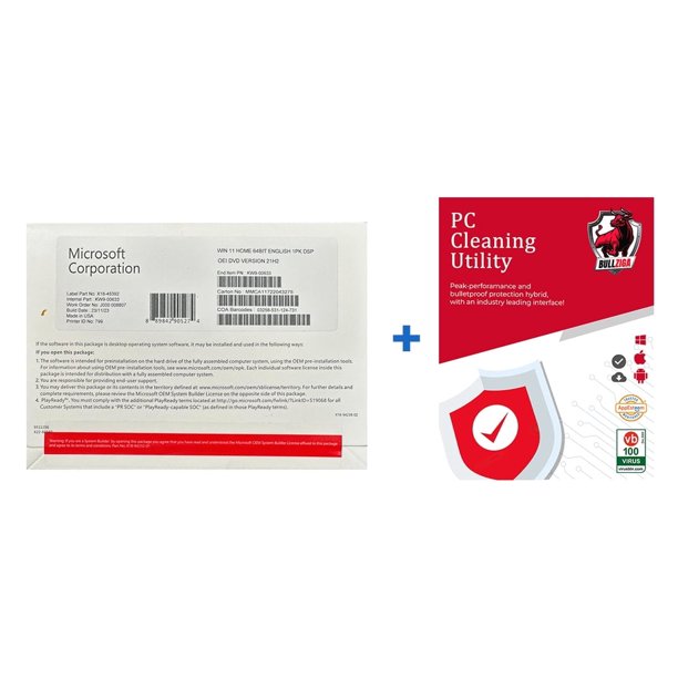 Microsoft Windows 11 Home with Free BullZIGA PC Cleaning Utility 1-Year ...