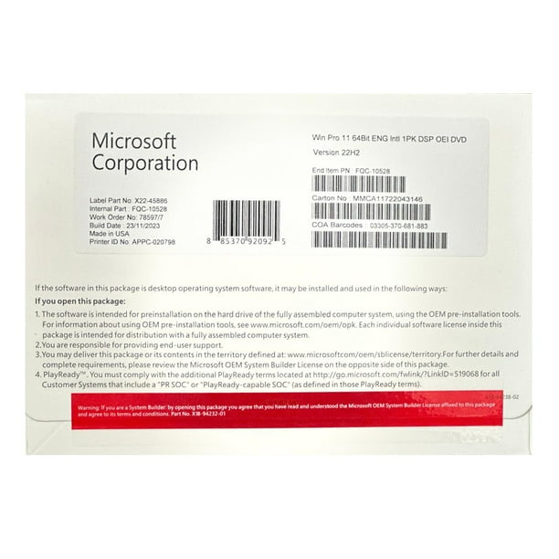 Microsoft Windows 11 Pro 64-bit DVD (OEM Software) - Walmart Business ...