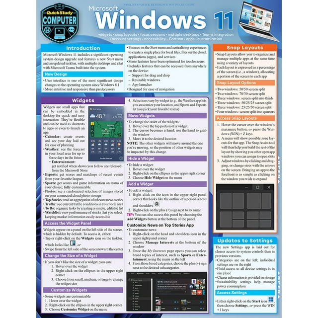 Microsoft Windows 11 : QuickStudy Laminated Computer Reference (Edition 1) (Other) - Walmart.com