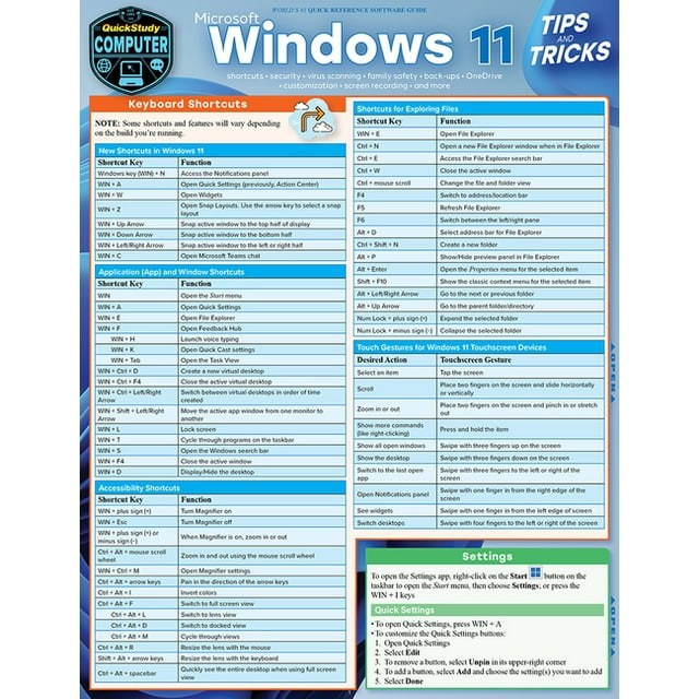 Microsoft Windows 11 - Tips & Tricks : QuickStudy Laminated Computer Reference Guide (Edition 1 ...