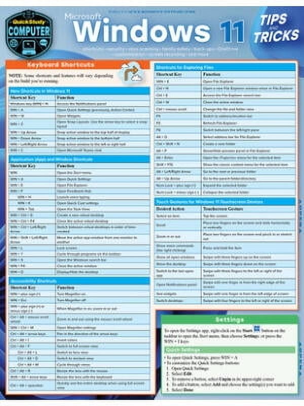 Microsoft Windows 11 - Tips & Tricks: QuickStudy Laminated Computer Reference Guide - Walmart.com