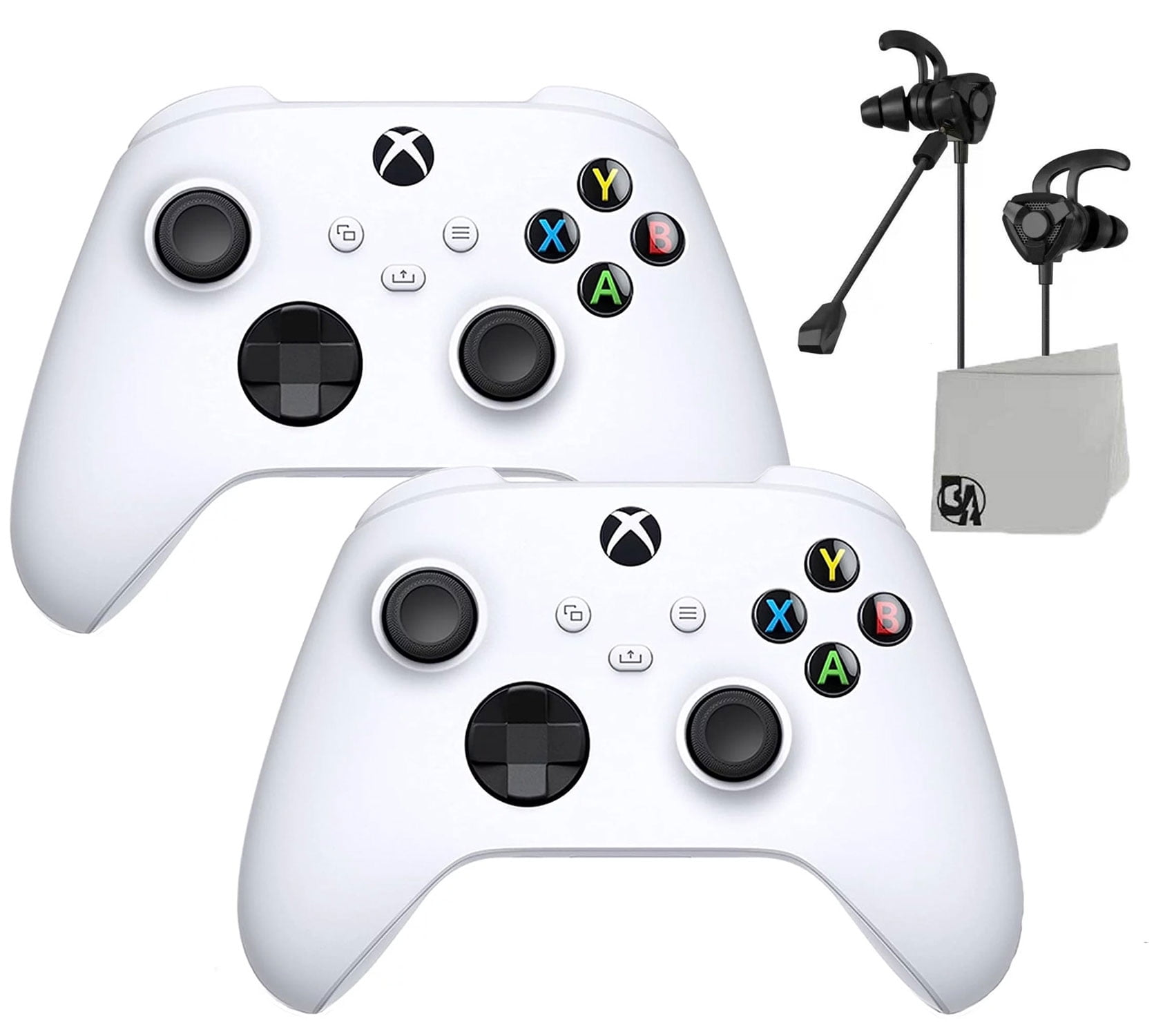 Pre-Owned Microsoft Wireless 2 Controller Bundle - Robot White Xbox With Earbuds BOLT AXTION ...