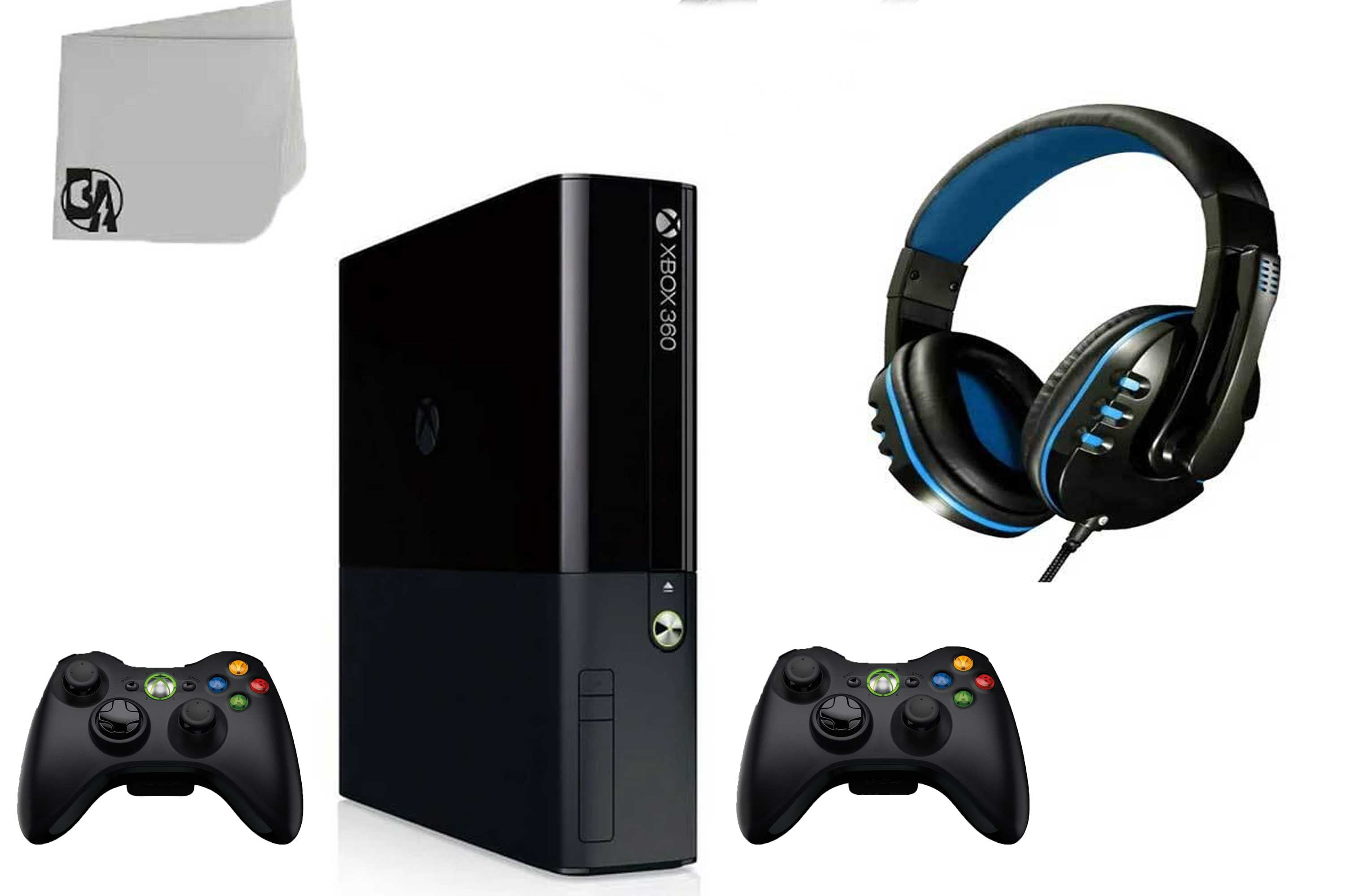 Pre-Owned Microsoft Xbox 360 E Black 250GB Gaming Console With Headset with 2 Controller BOLT ...