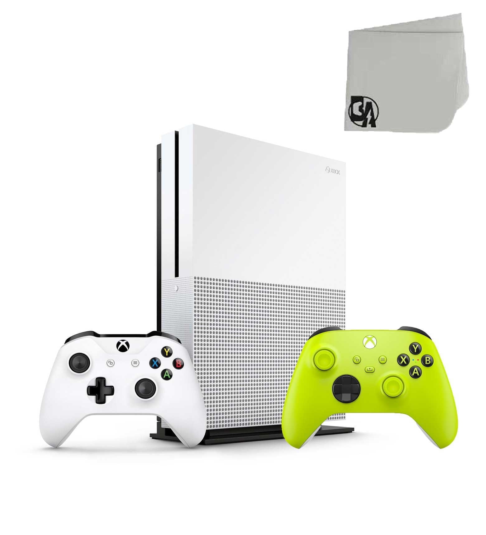 Pre Owned Microsoft Xbox One S 500GB Gaming Console with Shock Blue Controller Included BOLT AXTION Bundle