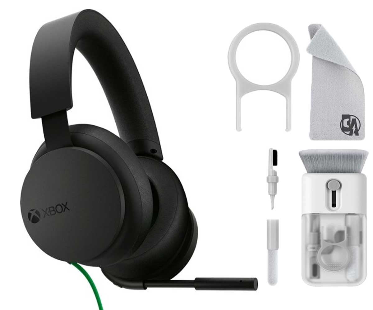 Pre-Owned Microsoft Xbox Stereo Headset Black With Cleaning Kit Bolt ...