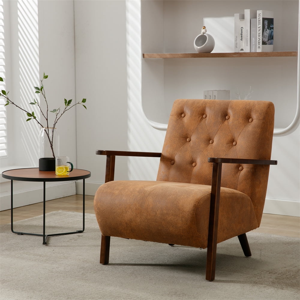 Microsuede Living Room Chair with Thick Seat Cushion, Modern ...