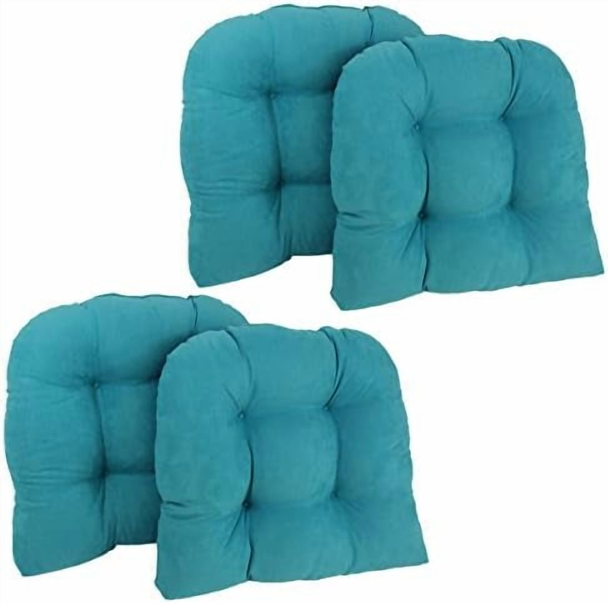 Microsuede Rounded Back Chair Cushion, 19" x 19", Aqua Blue 4 Count ...