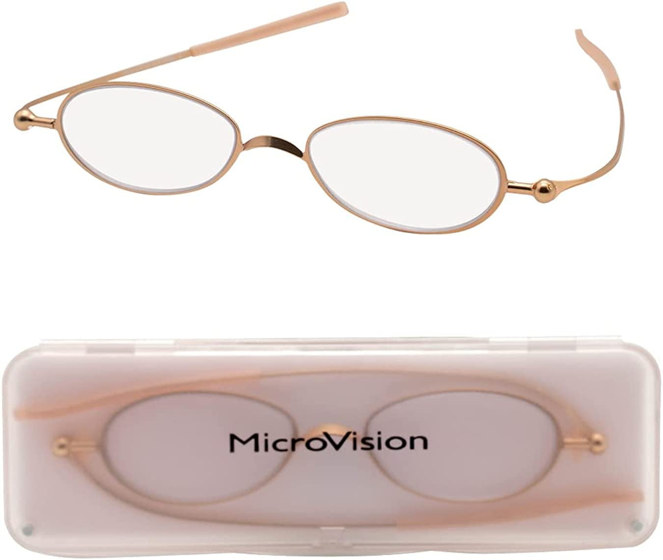 Microvision Optical Flat Fold Ion Reading Glasses With Patented Rolling Hinge Technology And