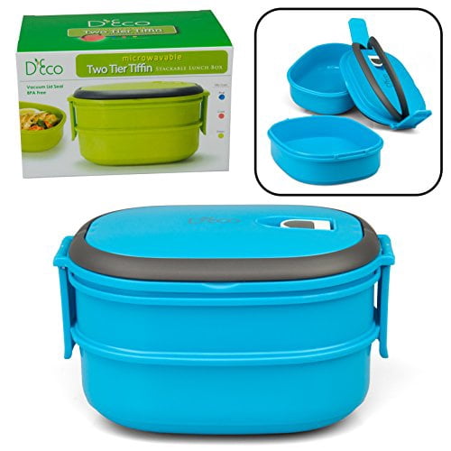 Microwavable Lunch Box- Stacking Two Tier Tiffin with Vacuum Seal Lid ...