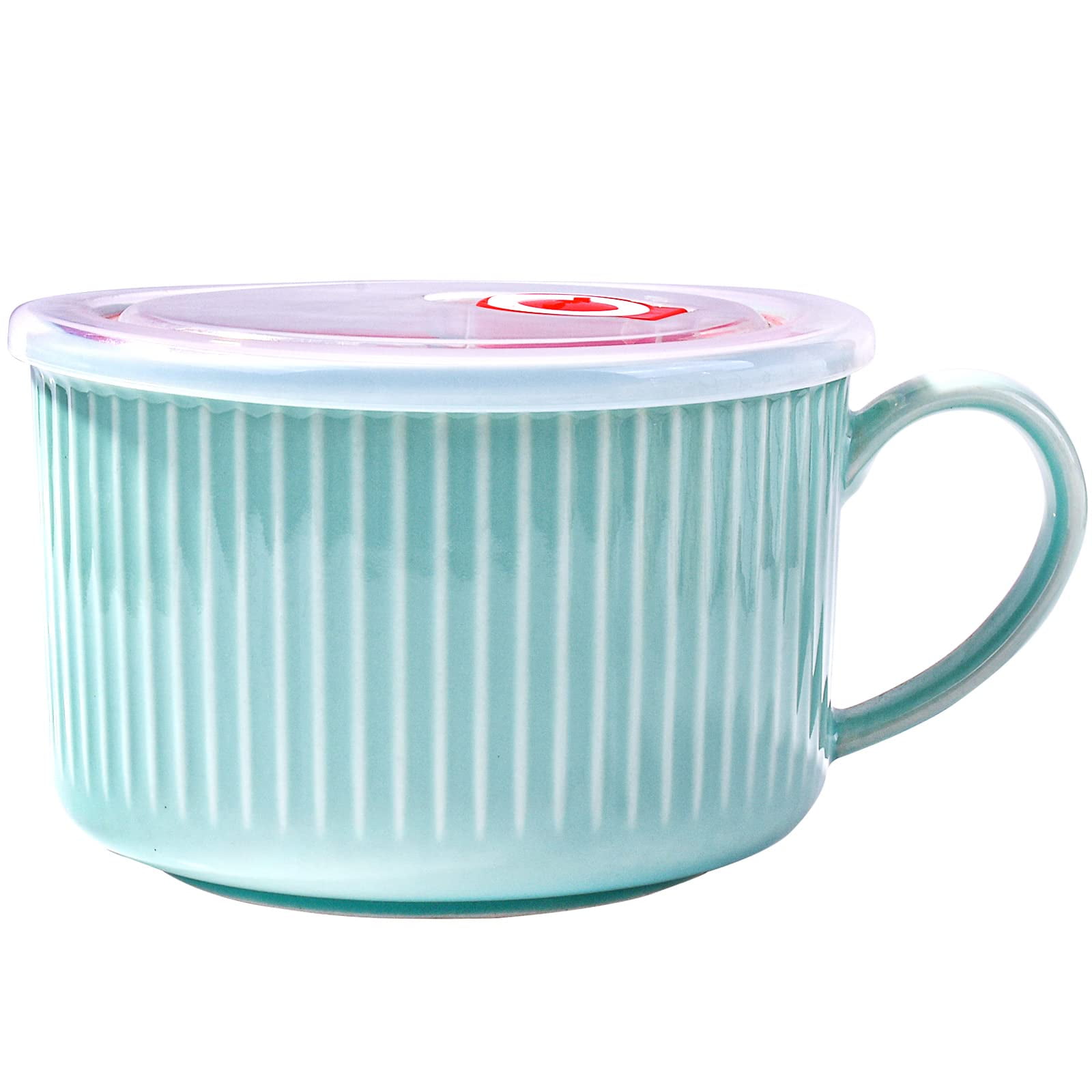 Microwavable Soup Bowl with Handle and Lid 30.4 OZ Ceramic Cereal Bowls ...