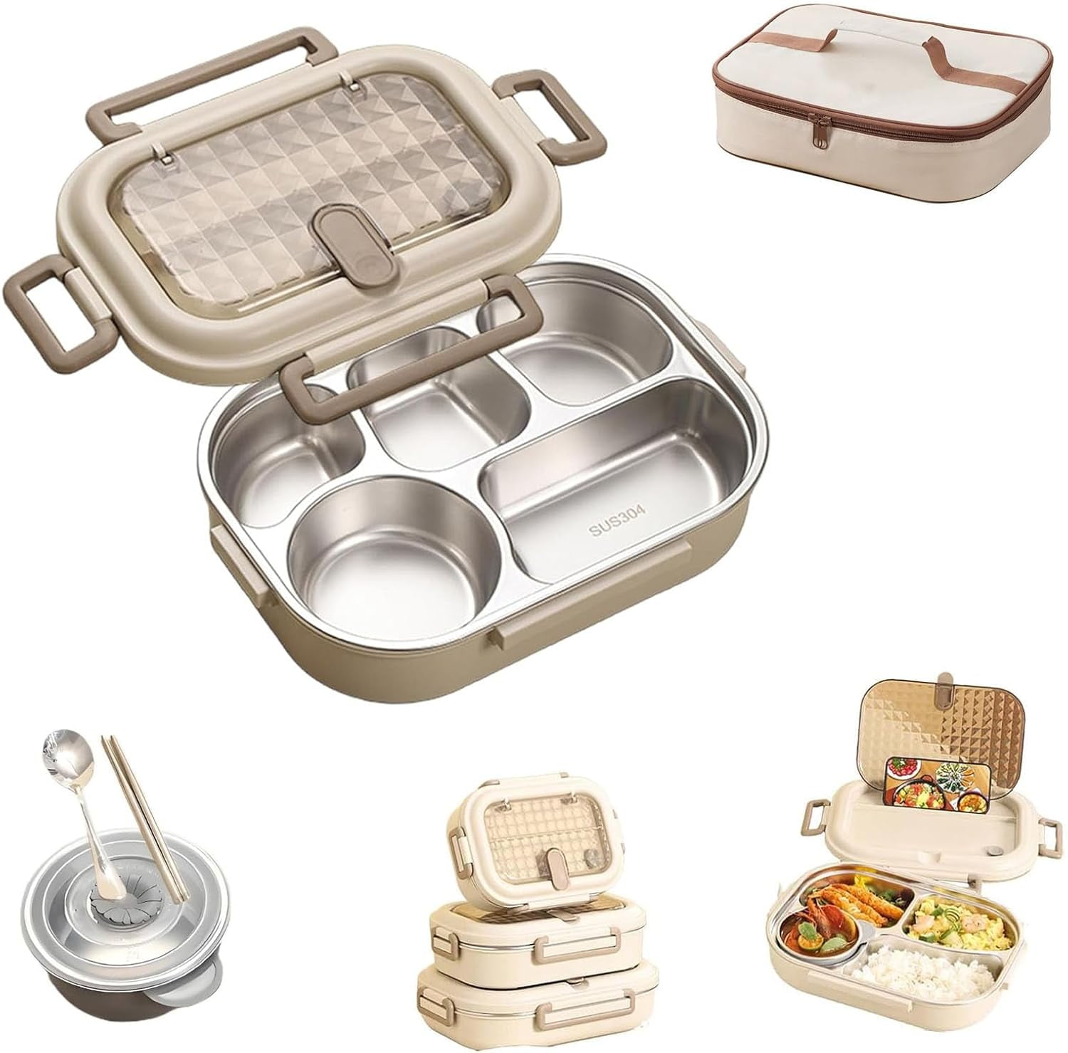 Microwavable Stainless Steel Insulated Bento Box, Bento Lunch Box ...