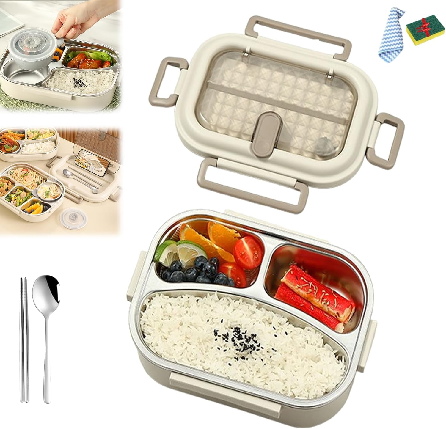 Microwavable Stainless Steel Insulated Bento Box(Large Capacity ...