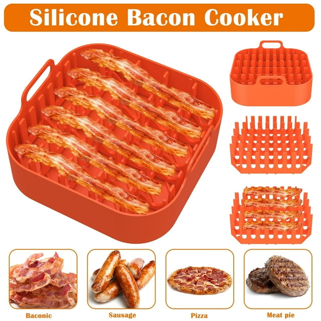 Microwave Bacon Cooker with Tray Silicone Crispy Bacon Maker for ...