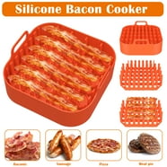 Tcwhniev Microwave Bacon Cooker with Tray Silicone Crispy Bacon Maker ...