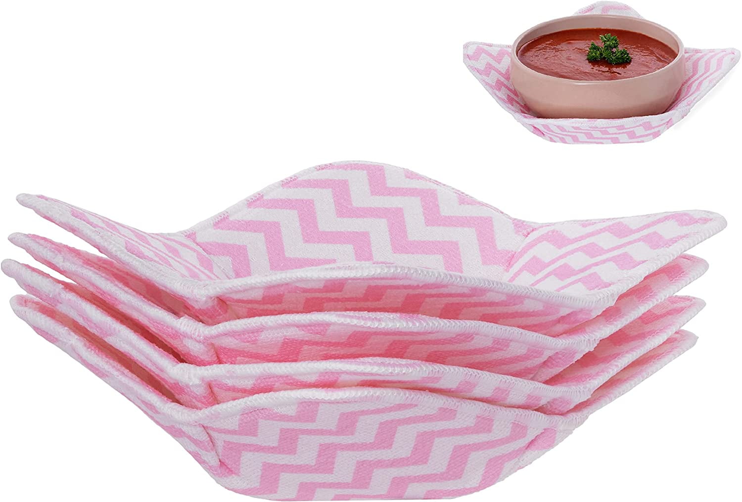 &harmony Microwave Bowl Holder Set of 4, Microfiber & Sponge, Pink ...