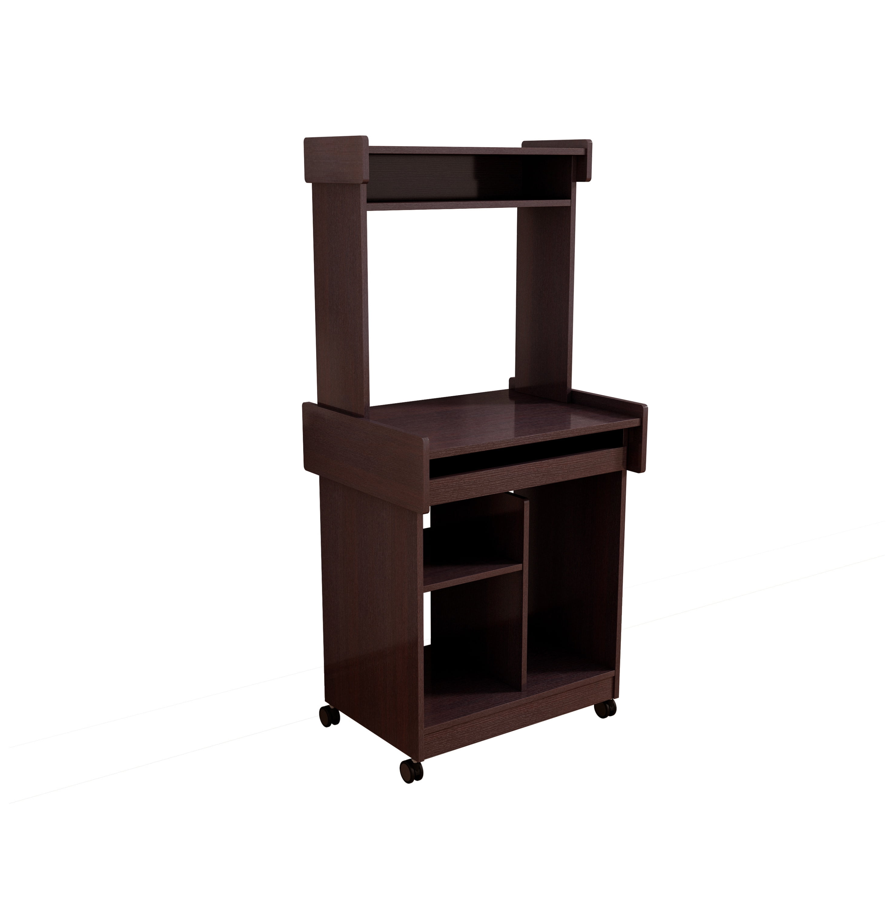 Microwave Cart with Hutch - Mobile Coffee Station Cart, Computer Cart ...