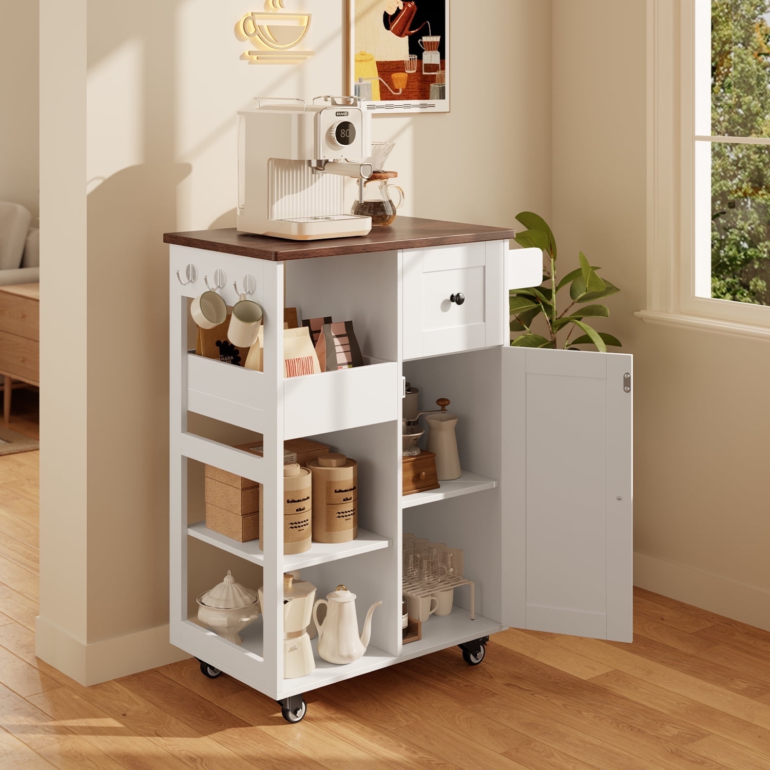 Microwave Cart, Lofka Kitchen Island Cart with Storage, Kitchen Island ...